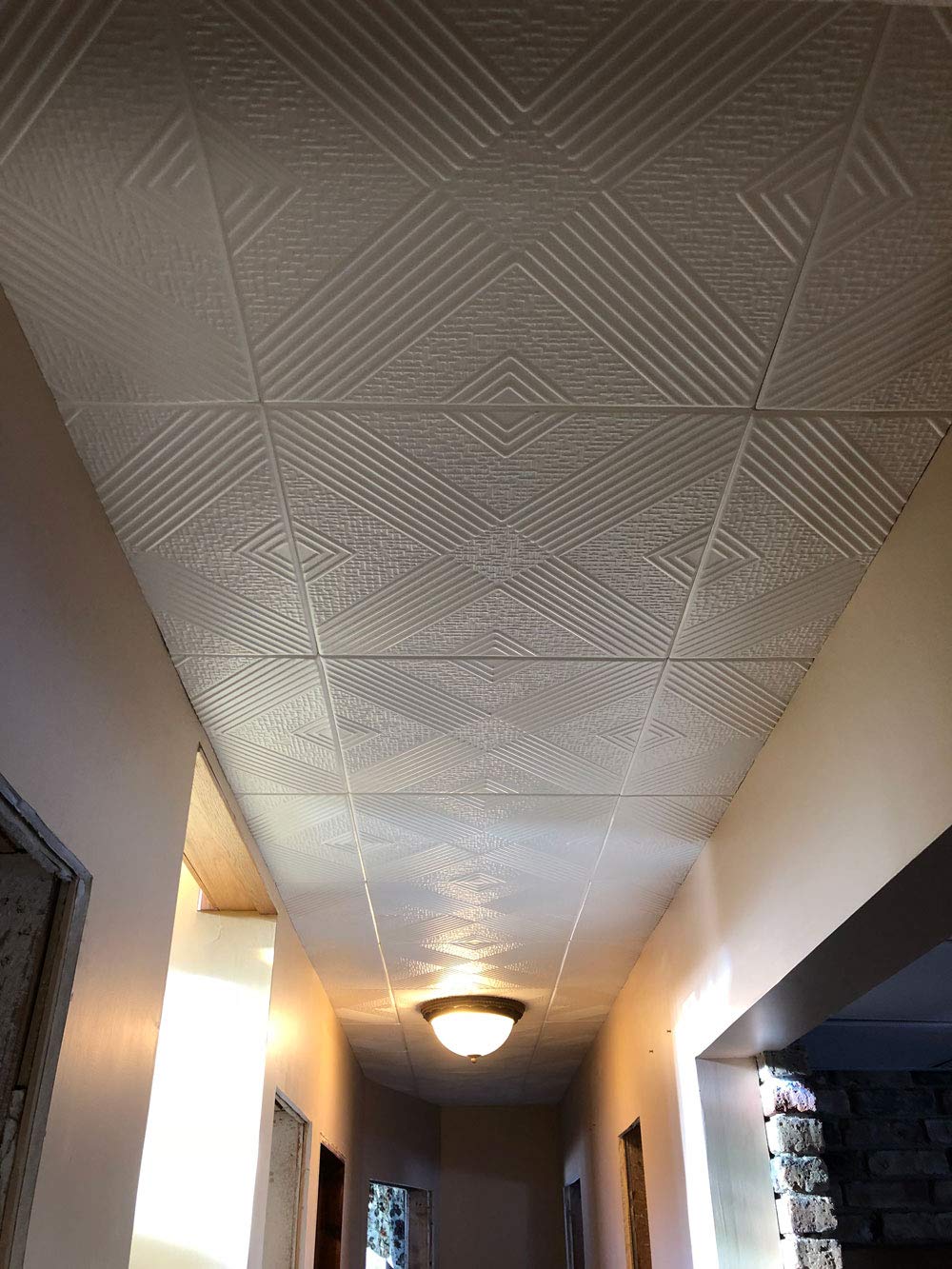 A la Maison Ceilings R34 Pyramid Illusion Foam Glue-up Ceiling Tile (256 sq. ft./Case), Pack of 96, Plain White