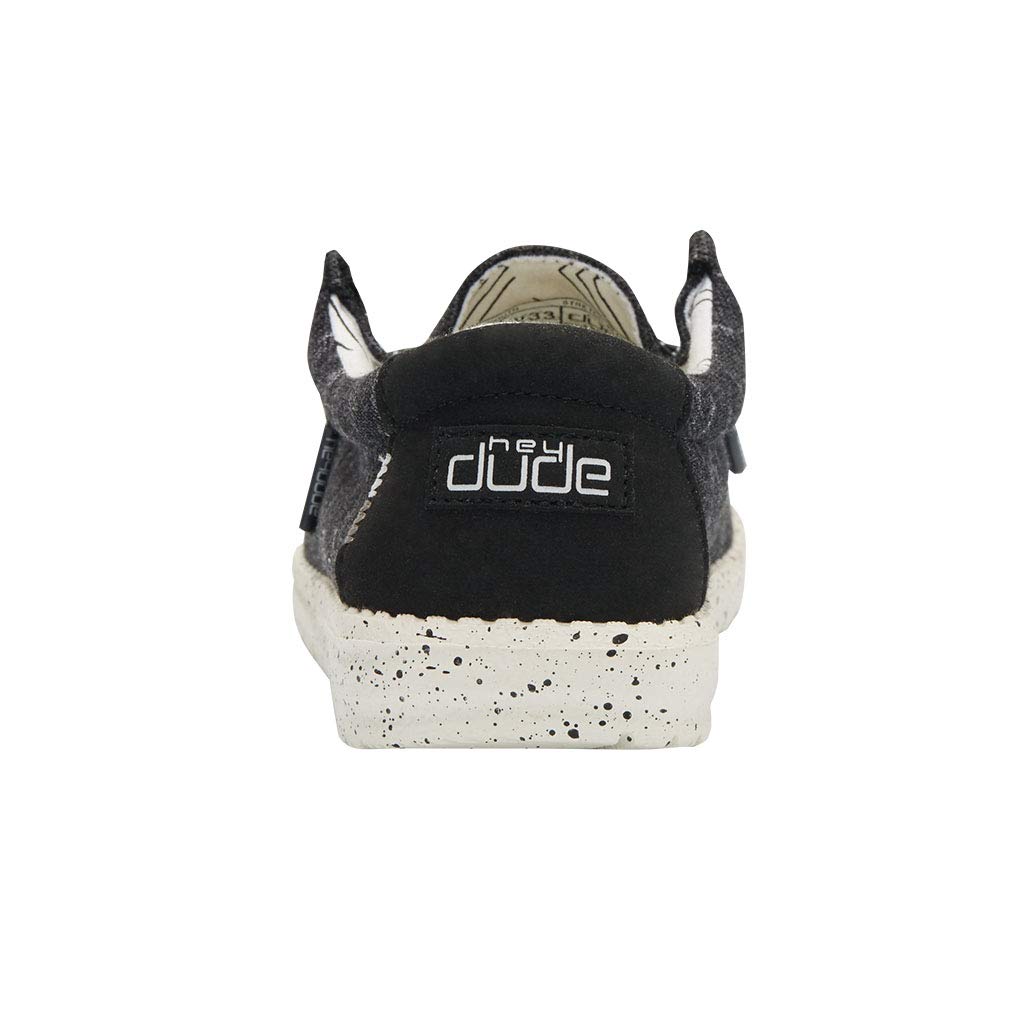 Hey Dude Unisex-Child Wally Strech Shoes, Black, 12 M US Little Kid