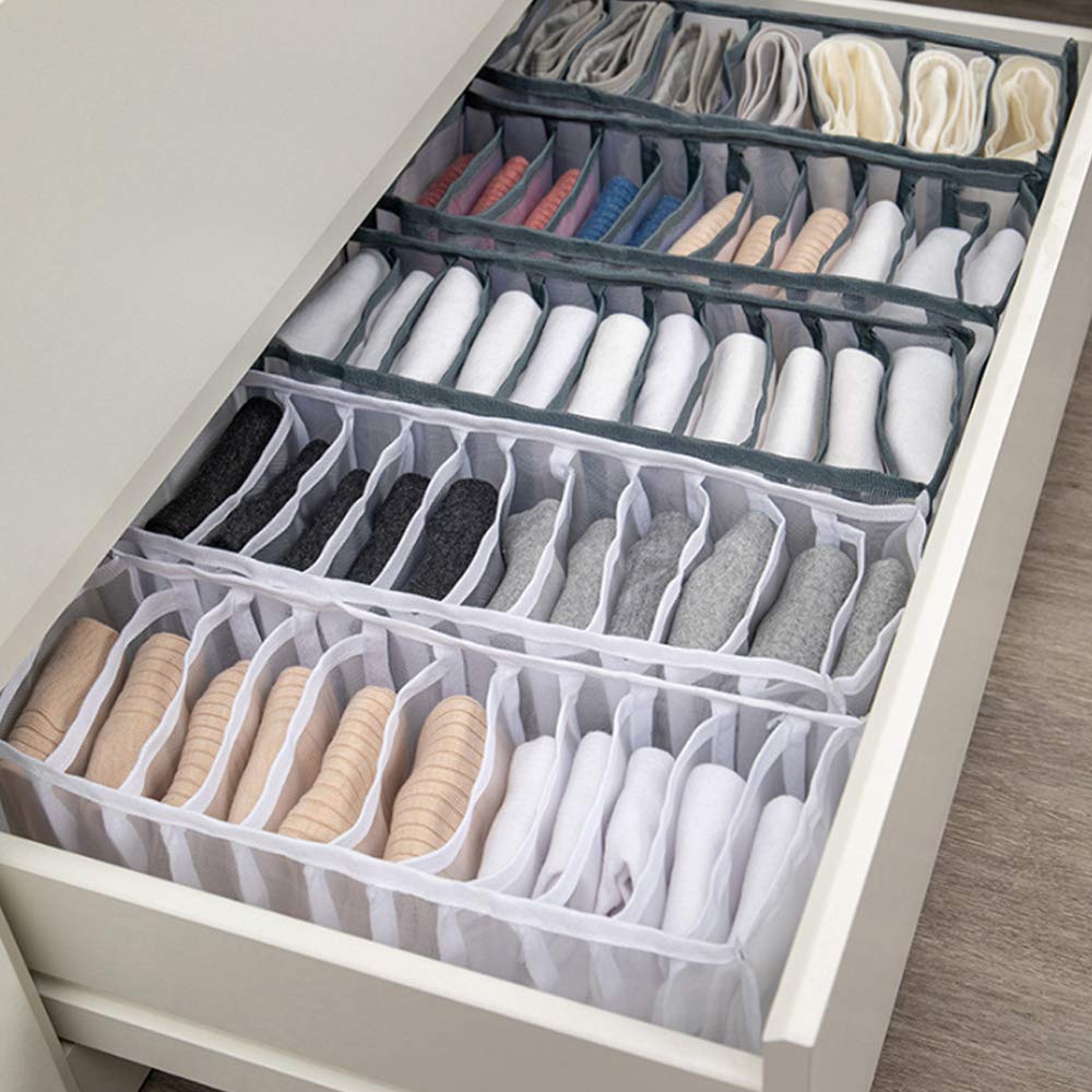 BADASS SHARKS Underwear Organizer 3 Set Foldable Bra Underwear Organizer Drawer Divider Storage Organizer for Underwear Socks Ties Bras Women Underwear Storage Compartment Box