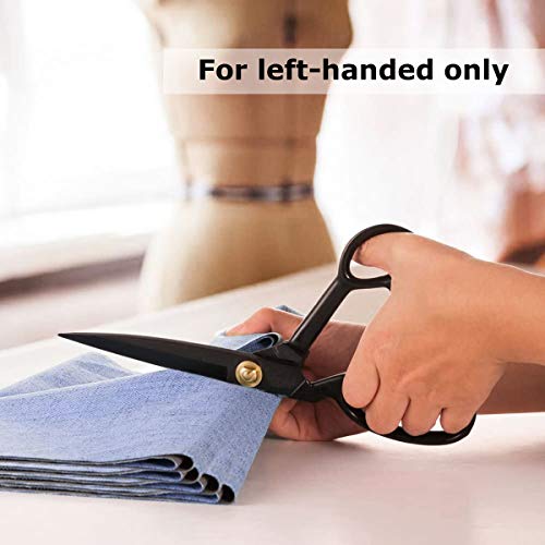 ABuff 10 Inch Left Handed Scissors for Lefty, Sewing Scissors with Thread Snip, Bent-left Dressmaker Shears with Box, Black
