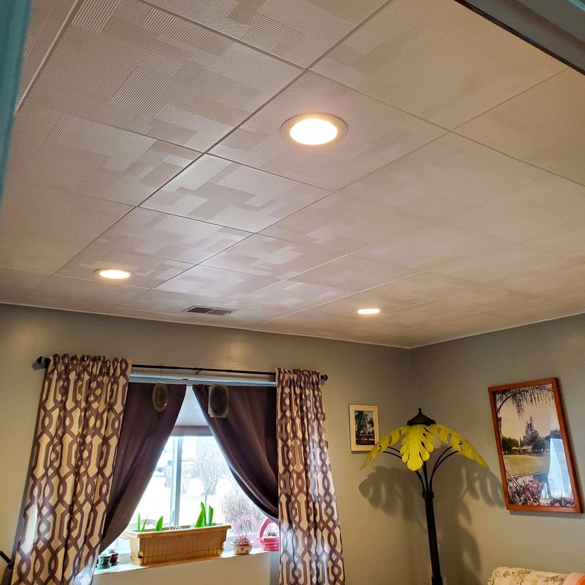 A la Maison Ceilings R187 Vectors Foam Glue-up Ceiling Tile (256 sq. ft./Case), Pack of 96, Plain White