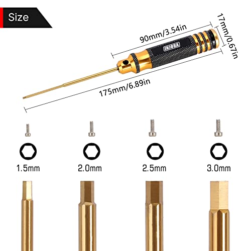INJORA 4 PCS RC Hex Screwdriver Tool Set, Allen Wrenches Sets 1.5mm 2.0mm 2.5mm 3.0mm, Hexagon Head Screwdriver Wrenches, RC Car Tool Kit for RC Model Car Helicopter Drone Boat