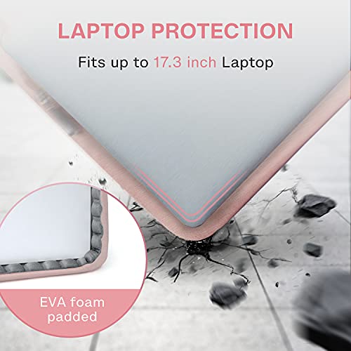 BAGSMART 17.3 Inch Laptop Bag, Large Expandable Briefcase for Women Business Office Travel Computer Bag Shoulder Bag Water Resistant Anti Theft Durable,Pink