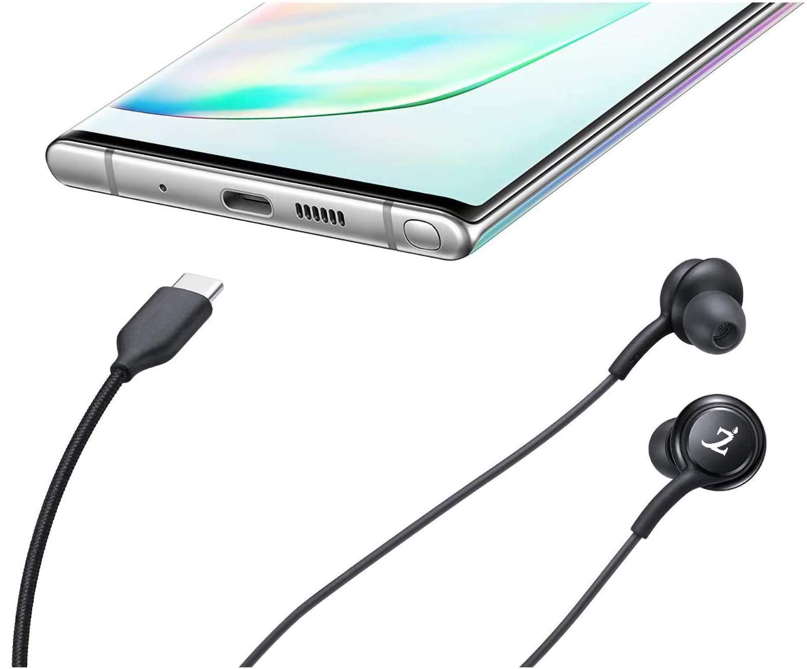 ZAMZAM PRO Stereo Headphones Compatible with Oppo Reno2 Hands-Free Built-in Microphone Buttons + Crisp Digital Titanium Clear Audio! (USB-C/PD)