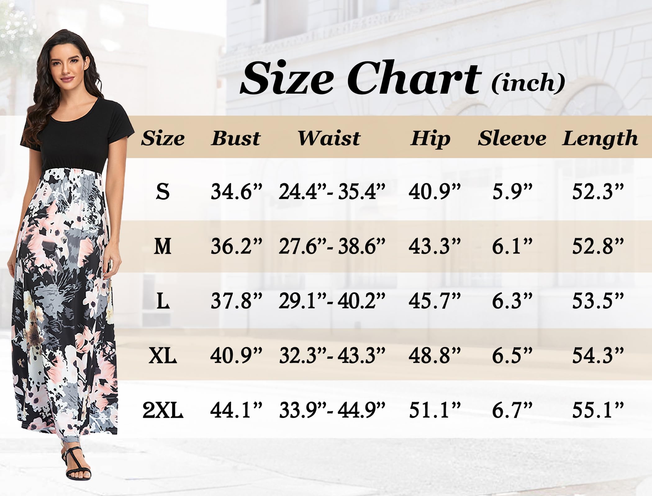 Lacavocor Womens Short Sleeve Maxi Dresses Empire Waist Long Dress, Large, B7