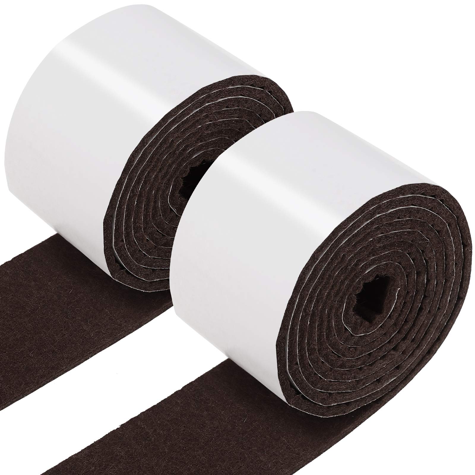 Shappy 2 Packs Felt Strips with Adhesive Backing Non Slip Felt Furniture Pads Adhesive Roll Tape for Protecting Hardwood Floors Chair Wall Protector(Dark Brown,120 x 2 x 0.12 Inch)