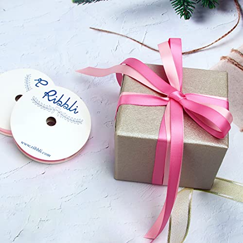 Ribbli 2 Rolls Satin Pink & Hot Pink Craft Ribbon,Total 20 Yards,(Pink 1/2-Inch x 10-Yard,Hot Pink 1/2-Inch x 10-Yard)