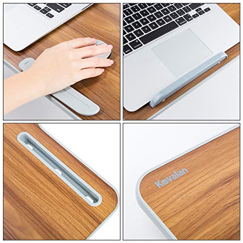 Laptop Bed Tray Table, Kavalan Portable Standing Desk, Foldable Laptop Bed Stand w/Top Handle, Storage Drawer & Phone/Pen Slot, Lap Desk for Working, Eating, Reading on Bed, Sofa & Couch, Walnut Wood