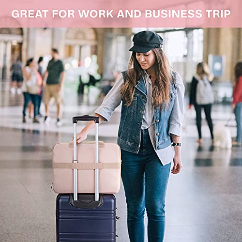 BAGSMART 17.3 Inch Laptop Bag, Large Expandable Briefcase for Women Business Office Travel Computer Bag Shoulder Bag Water Resistant Anti Theft Durable,Pink