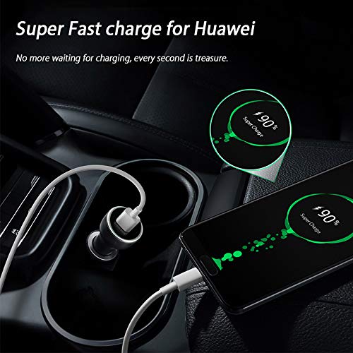 for Huawei Supercharge Car Charger, 9V/2A Car Charger Adapter Quick Fast Charger with USB Type C Super Charging Cable Car Charger for Huawei P40 P30 P20 Pro,Mate 30 20 10 9 (Black)