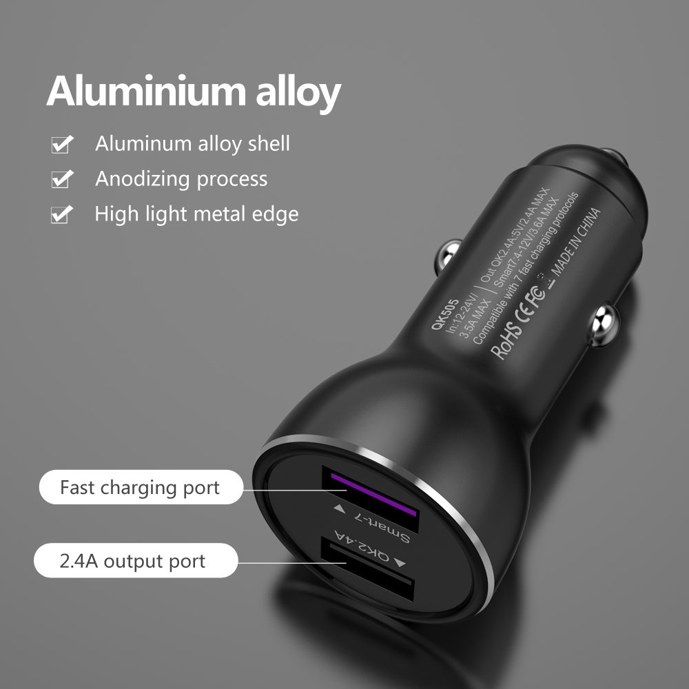 for Huawei Supercharge Car Charger, 9V/2A Car Charger Adapter Quick Fast Charger with USB Type C Super Charging Cable Car Charger for Huawei P40 P30 P20 Pro,Mate 30 20 10 9 (Black)