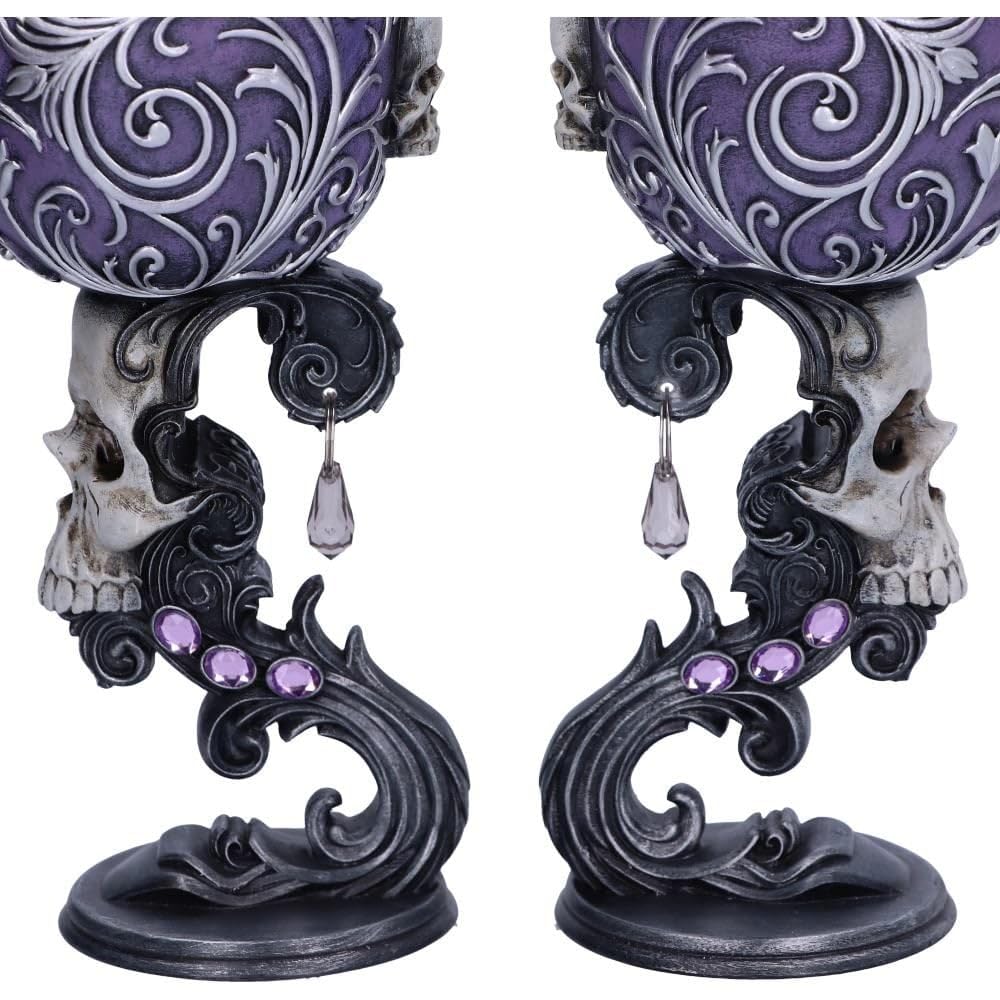 Nemesis Now B5168R0 Deaths Desire Twin Skull Heart Set of Two Goblets, Purple, 18.5cm