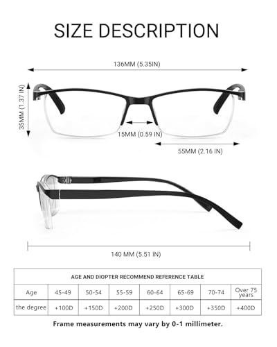 TERAISE 4PCS Fashion Anti-blue light Reading Glasses Men Women Computer Reader(2.25X)