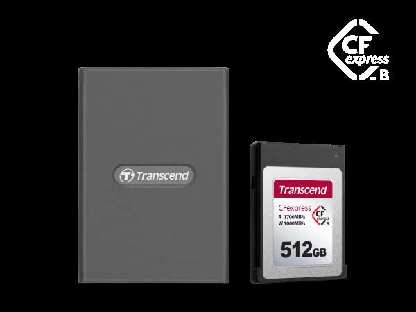 Transcend CFexpress Card Reader, Type B, USB 3.2 Gen 2x2, 20 Gbps, Aluminum housing, Silicone Sleeve, for Photography and Cinematic Experts, Provide Type A and Type C Cables - TS-RDE2