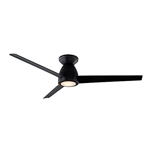 Tip Top Smart Indoor and Outdoor 3-Blade Flush Mount Ceiling Fan 52in Matte Black with 3000K LED Light Kit and Remote Control works with Alexa, Google Assistant, Samsung Things, and iOS or Android App
