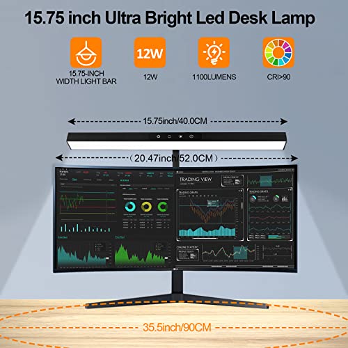 LED Desk Lamp, Eye-Caring Architect Desk Clamp Lamps, 12W Eye Caring Led Workbench Office Lighting-3 Modes 6 Brightness and Stepless Dimming Desk Lamp for Monitor Studio Reading