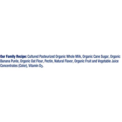 Stonyfield Organic YoBaby Whole Milk Banana & Oat Yogurt Pouches for Babies 6 Months & Older, 3.4 oz., 4 Ct