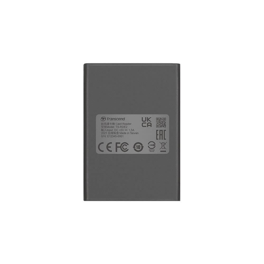 Transcend CFexpress Card Reader, Type B, USB 3.2 Gen 2x2, 20 Gbps, Aluminum housing, Silicone Sleeve, for Photography and Cinematic Experts, Provide Type A and Type C Cables - TS-RDE2