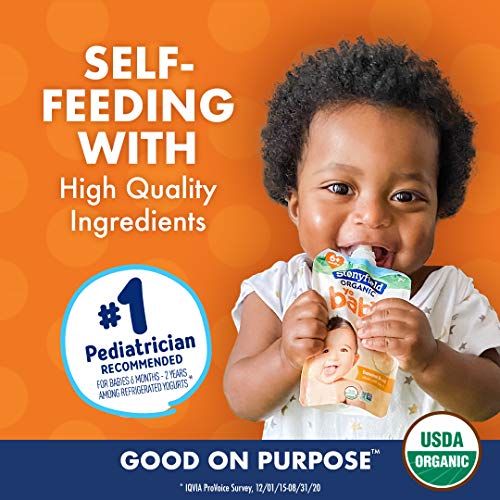 Stonyfield Organic YoBaby Whole Milk Banana & Oat Yogurt Pouches for Babies 6 Months & Older, 3.4 oz., 4 Ct