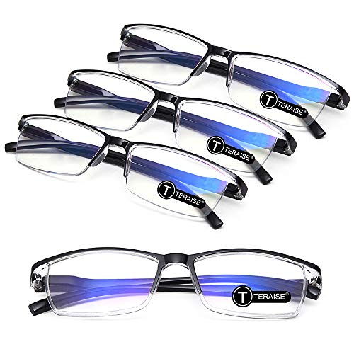 TERAISE 4PCS Fashion Anti-blue light Reading Glasses Men Women Computer Reader(2.25X)