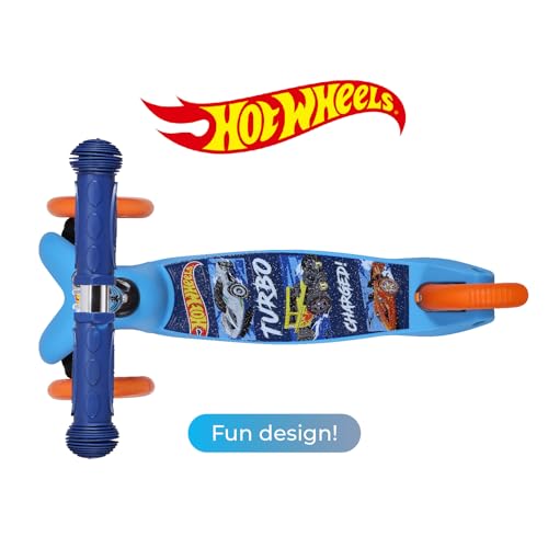 Hot Wheels Self Balancing Kick Scooter with Light Up Wheels, Extra Wide Deck, 3 Wheel Platform, Foot Activated Brake, 75 lbs Limit, Kids & Toddlers Girls or Boys, for Ages 3 and Up