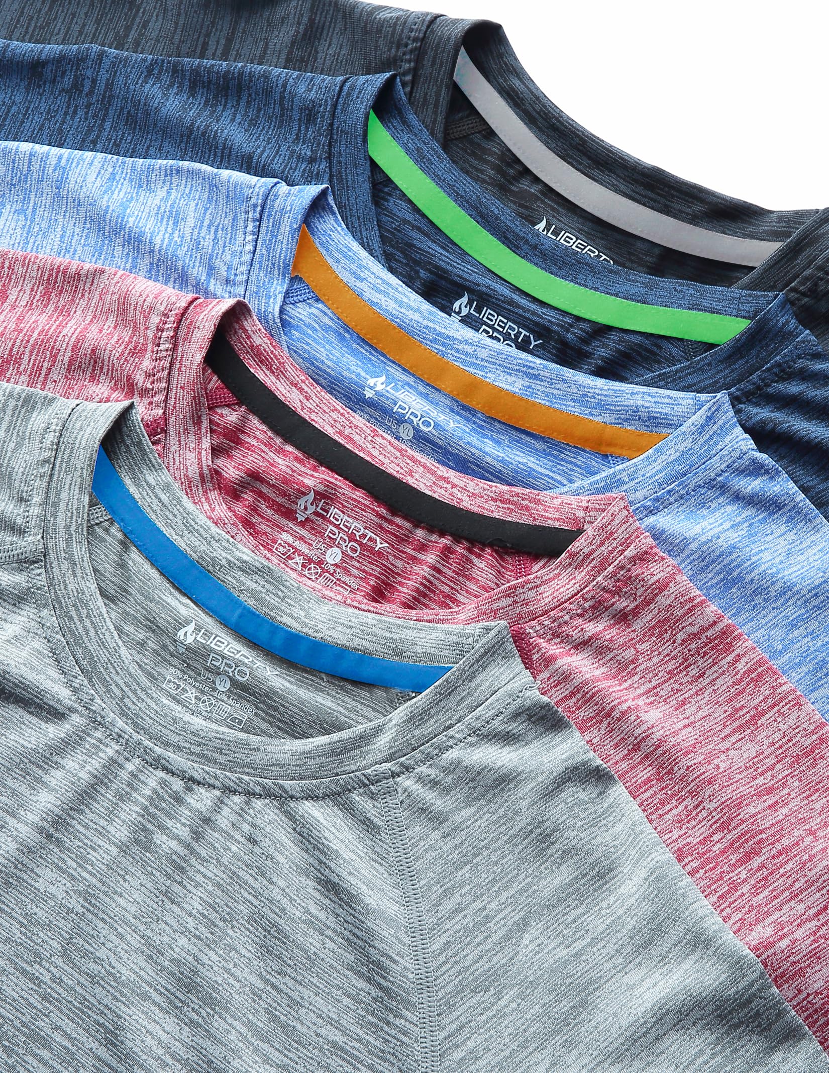 5 Pack Boys Athletic Shirts, Youth Activewear Dry Fit Tshirts for Kids, Short Sleeve Tees, Bulk Athletic Performance Clothing (Set 1, X-Large)