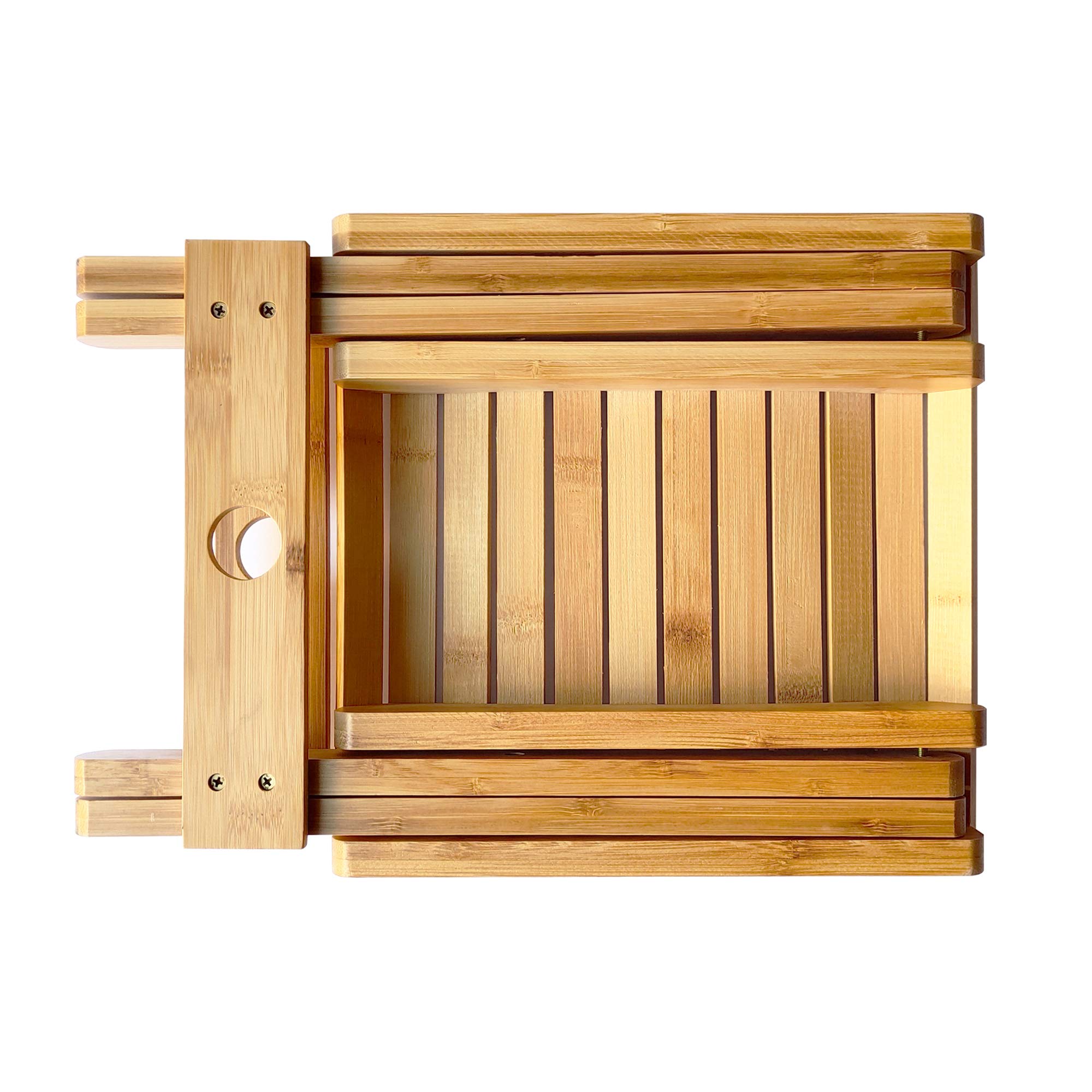 TripDock 12 Inch High Natural Bamboo Folding Stool for Shaving/Shower/Foot Rest/Outside Fishing Chair, Fully Assembled (Natural)
