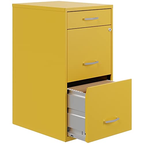 Hirsh Industries Space Solutions 18" D 3 Drawer Metal Organizer File Cabinet Yellow/Goldfinch