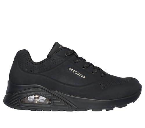Skechers womens Skecher Street Women's Uno - Stand on Air Sneaker, Black/Black, 8.5 Wide US