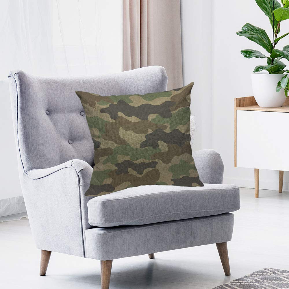 HOSNYE Army Camouflage Throw Pillow Cushion CoversHunting Camo Green Hunter Decorative Square Accent Pillow Case 18 x18 inch