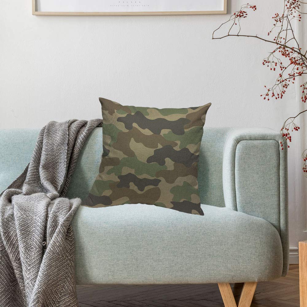 HOSNYE Army Camouflage Throw Pillow Cushion CoversHunting Camo Green Hunter Decorative Square Accent Pillow Case 18 x18 inch
