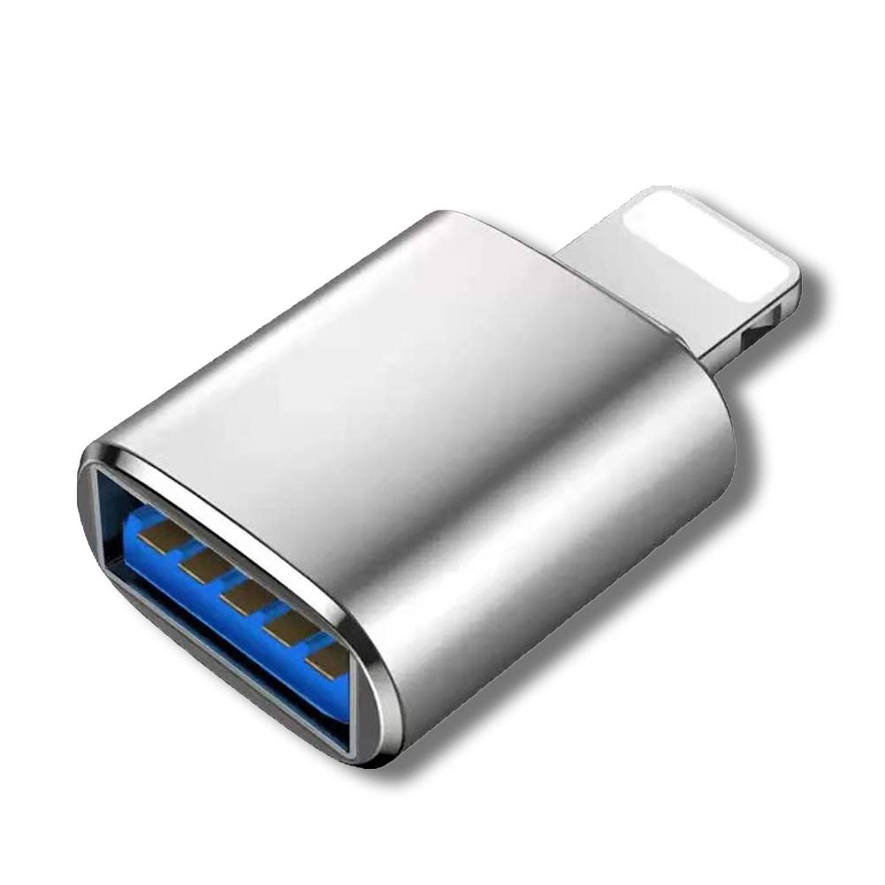 rosyclo Lightning to USB3 Adapter, MFi Certified USB OTG Data Sync Converter Compatible iPhone 12/11/X/8/7/6/iPad, Camera, Card Reader, USB Flash Drive, MIDI Keyboard, Mouse iOS 9.2-14+ Silver