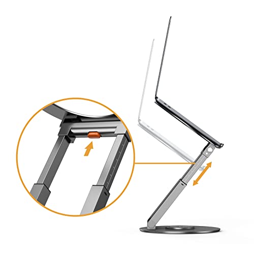 ProtoArc 360 Rotating Laptop Stand, ESZ1 Swivel Laptop Riser Ergonomic Computer Stand for Laptop, Adjustable Height, Fully Foldable for Easy Storage, Fits All MacBook/Laptops up to 17 inches