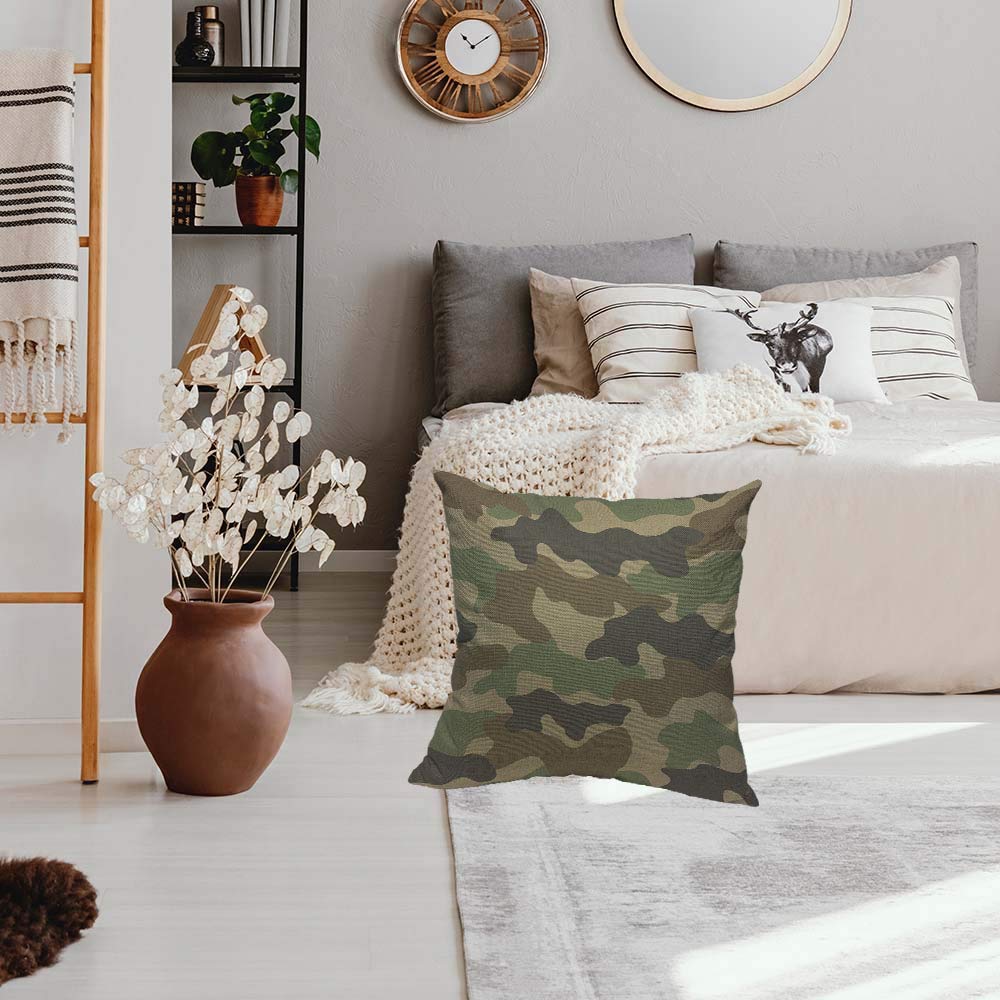 HOSNYE Army Camouflage Throw Pillow Cushion CoversHunting Camo Green Hunter Decorative Square Accent Pillow Case 18 x18 inch