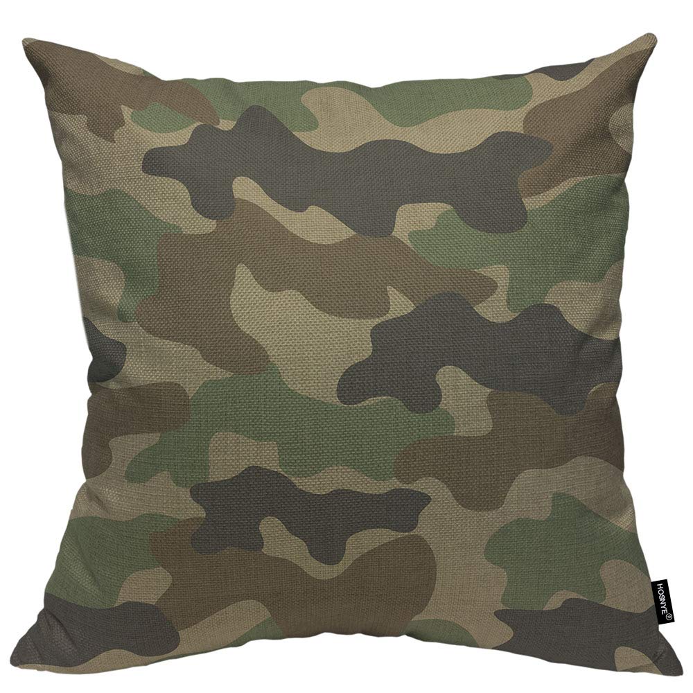 HOSNYE Army Camouflage Throw Pillow Cushion CoversHunting Camo Green Hunter Decorative Square Accent Pillow Case 18 x18 inch