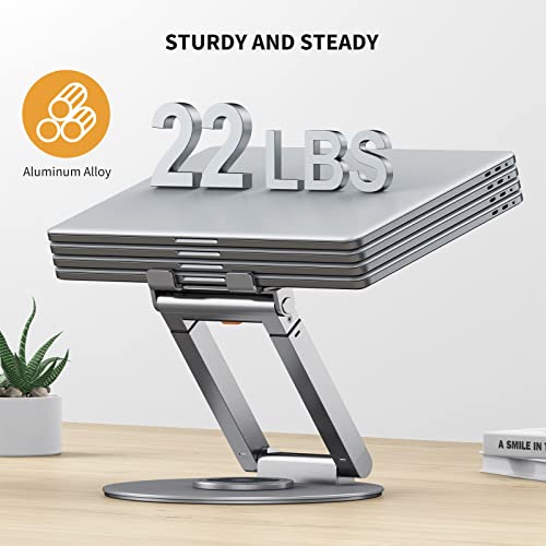 ProtoArc 360 Rotating Laptop Stand, ESZ1 Swivel Laptop Riser Ergonomic Computer Stand for Laptop, Adjustable Height, Fully Foldable for Easy Storage, Fits All MacBook/Laptops up to 17 inches