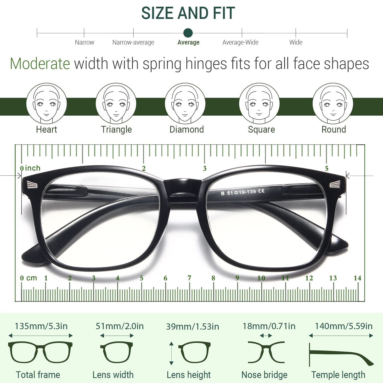 CCVOO Reading Glasses for Women/Men, Eyeglasses, Blue Light Readers for Women/Men, Computer Eye Glasses, Cheaters