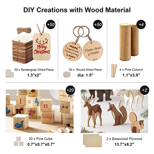 201 Pcs Engraving Material Box, DEWALLIE DIY Materials for Laser Engraver, Co2 & Diode Laser Engraving and Cutting Machine, Including Acrylic Sheet, Slate Coaster, Dog Tag, Metal Business Card