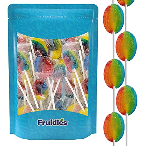 Oval Rainbow Lollipops Suckers, Tooty Fruity Flavor, Individually Wrapped (Half-Pound (Approx 16 Pops))