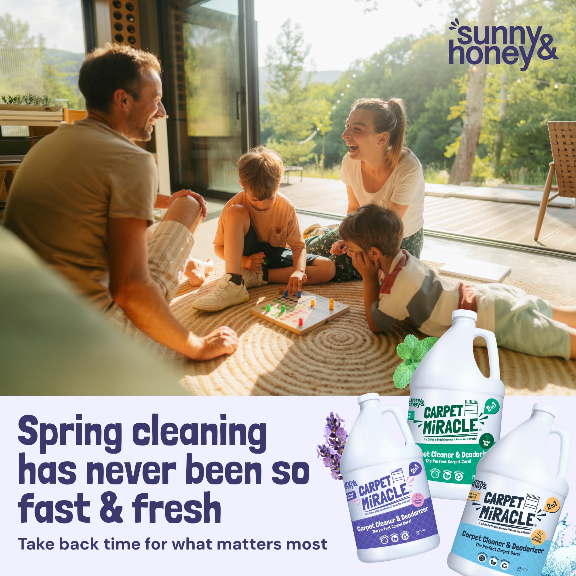 Sunny & Honey Carpet Miracle - Carpet Cleaner (32 Fl Oz (Pack of 1), Light Lavender Scent)