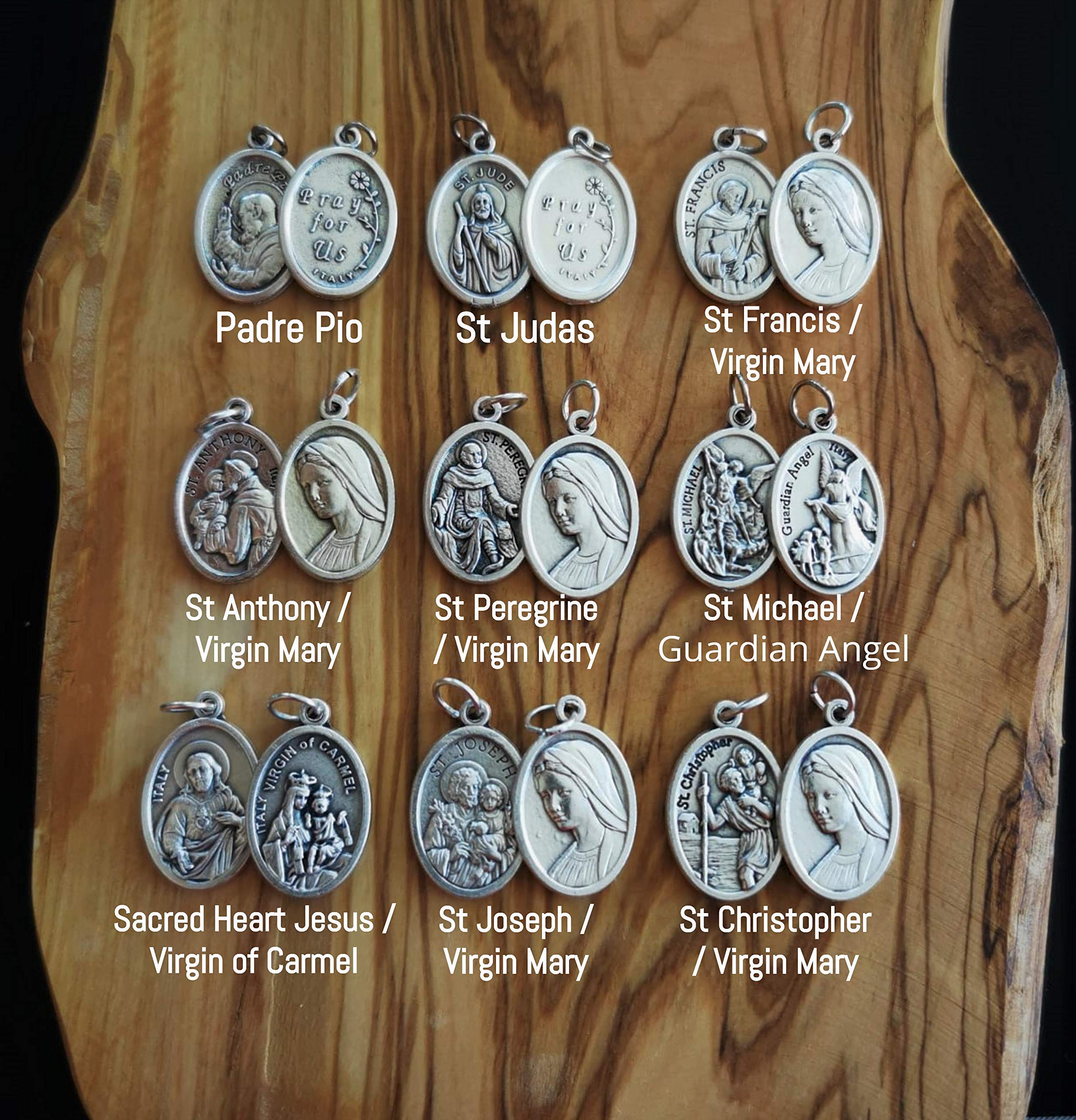Custom Backpack Name Tags with Catholic Saint Medals - Personalized Bag Nametag