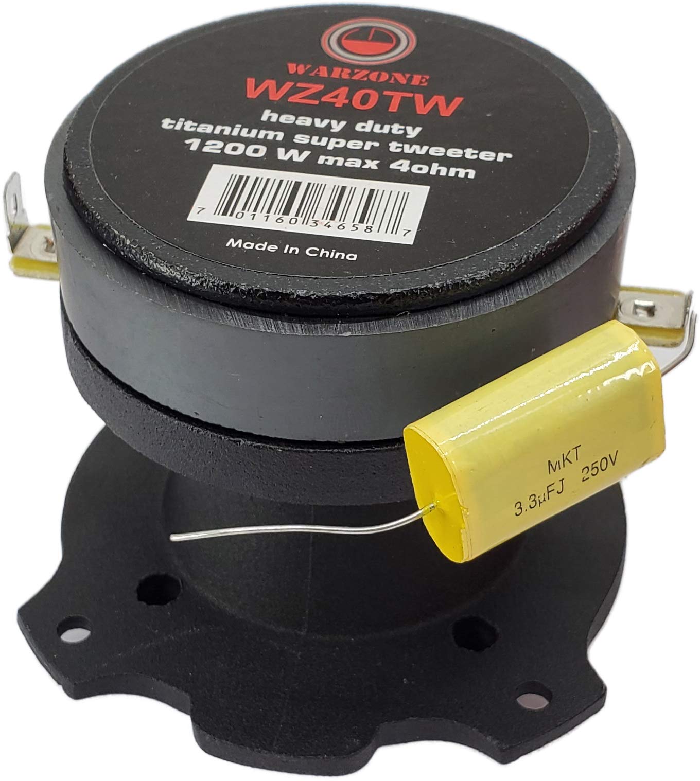 Gravity Warzone Series - WZ40TW - Heavy Duty Titanium Super Bullet Tweeter Loud Speaker 4-Ohms with 1200 Watts Maximum Power at 4 Ohms to 8 Ohms (2 Tweeters)