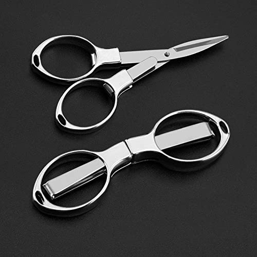 6 Pcs Folding Scissors, PIVHWIR Stainless Steel Portable Telescopic Scissors Safety Travel Trip Scissors for Home Camping Office