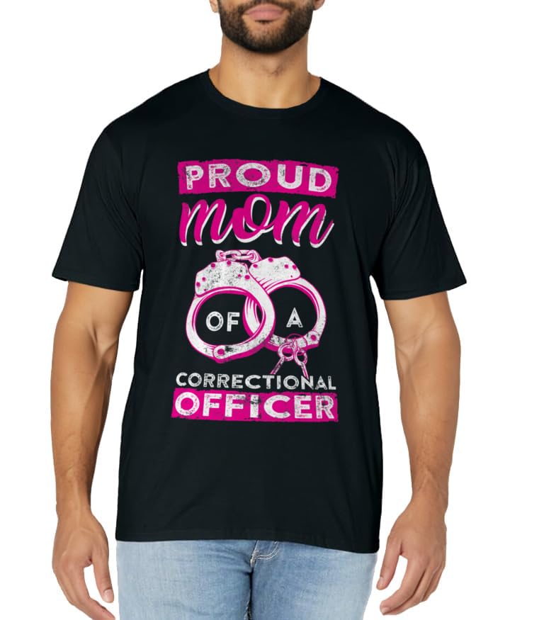 Correctional Officer Proud Mom Thin Silver Line T-Shirt