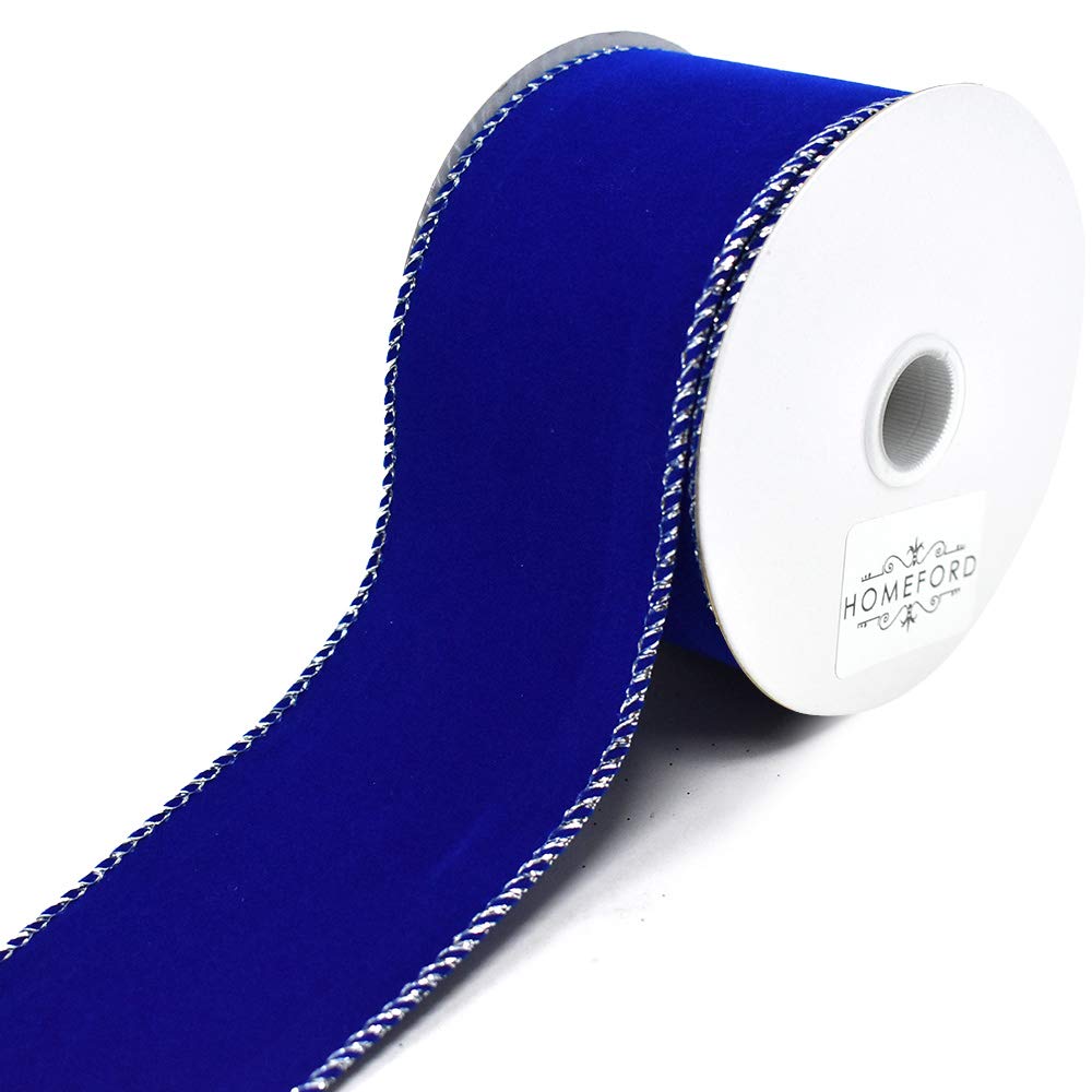 Homeford Royal Velvet Wired Edge Christmas Ribbon, Royal Blue, 2-1/2-Inch, 10-Yard