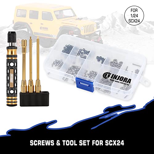 INJORA RC Car Tool Kit- Hex Screwdriver 0.05inch 1.5mm, Hex Nut Drivers 4mm, Screws Kit for Axial SCX24 C10 Deadbolt JLU Gladiator Bronco Other RC Model
