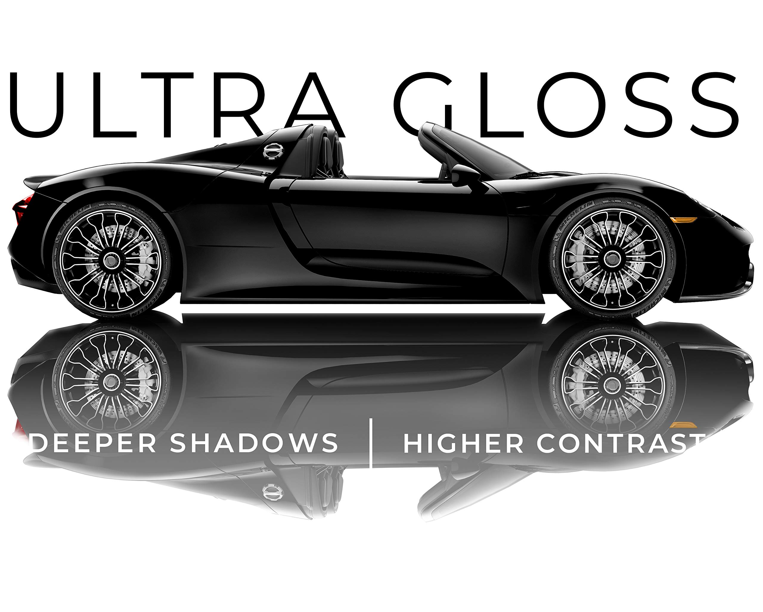 VViViD+ Ultra Gloss Premium Vinyl Car Wrap Film (1ft x 5ft, Gloss Piano Black)