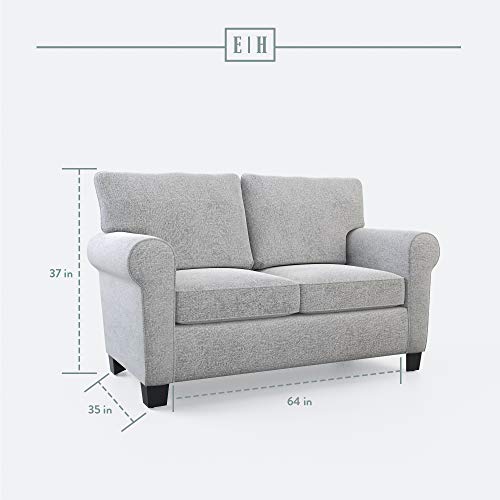 Edenbrook Willow Upholstered Loveseat with Rolled Arms – Living Room Furniture – Gray Small Loveseat - Seats Two – Loveseat for Small Spaces