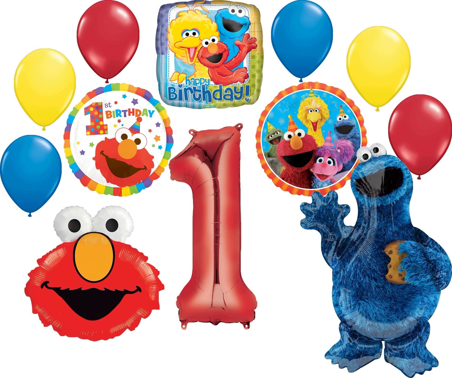 Anagram Party Supplies 1st Birthday Cookie Monster Elmo and Friends Balloon Bouquet