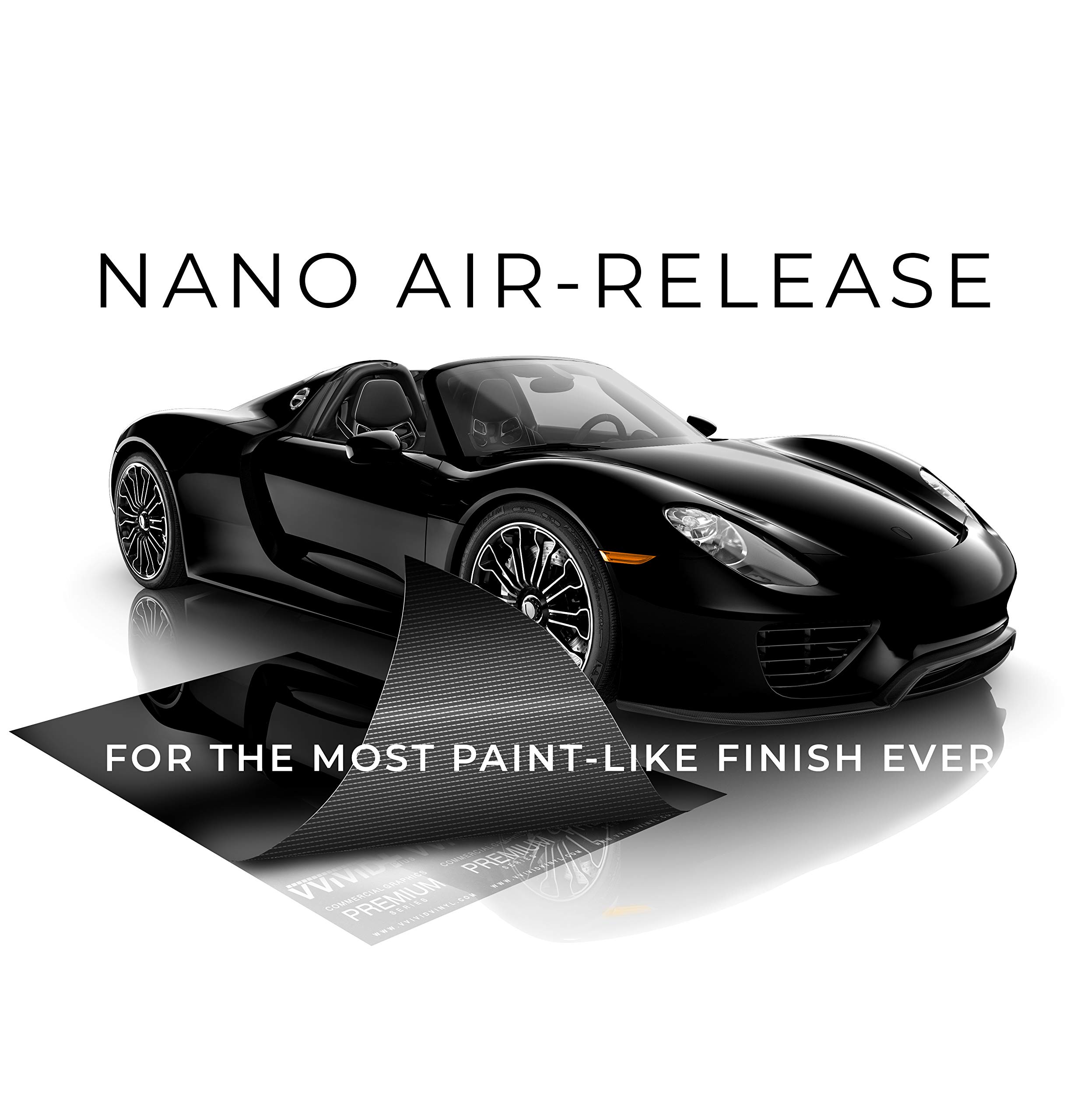 VViViD+ Ultra Gloss Premium Vinyl Car Wrap Film (1ft x 5ft, Gloss Piano Black)